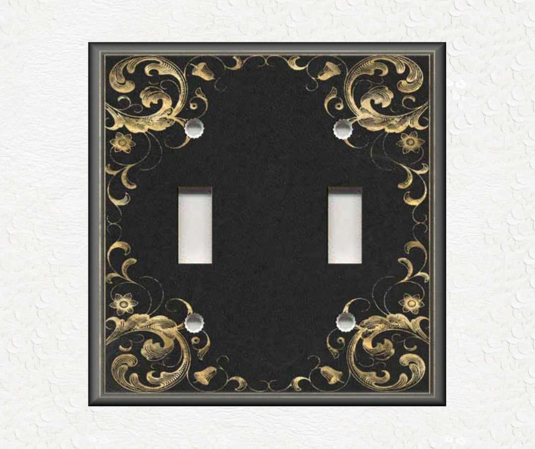 Art Deco Gold and Black Metal Switch Plate Covers and Outlet Covers Set ...