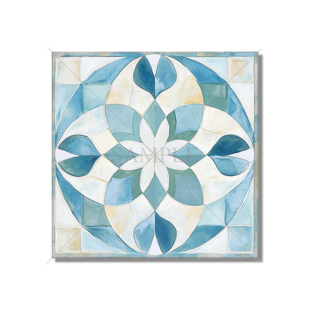 Sky Blue off White Antique Design Ceramic Tile - Kitchen Tile Blue ...