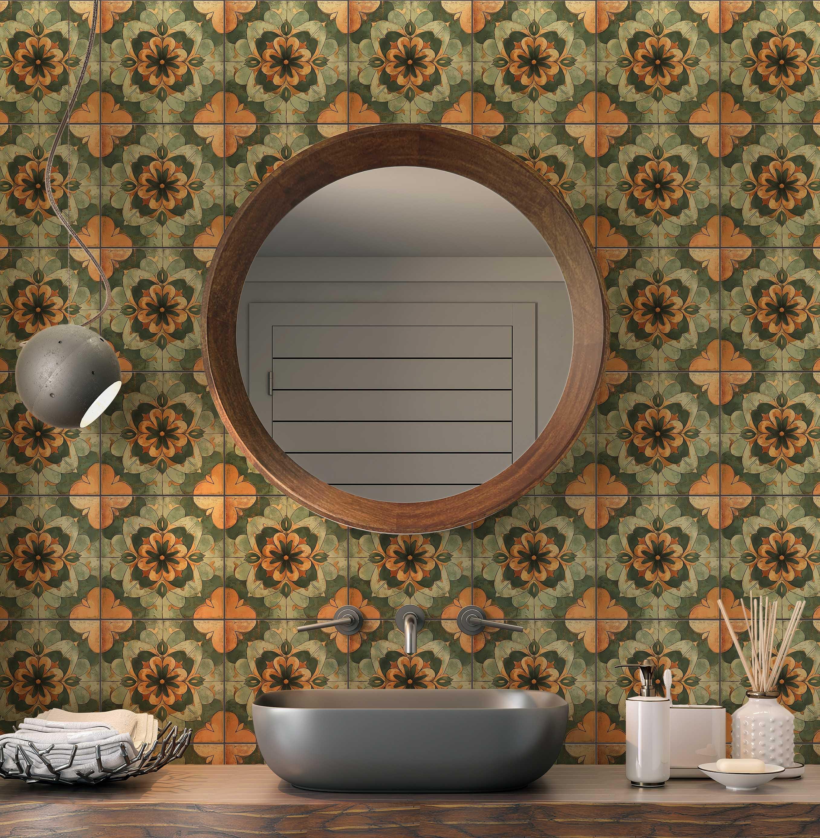 Aged Green Copper Ceramic Tile - Vintage Aged Design Tile - Unique ...