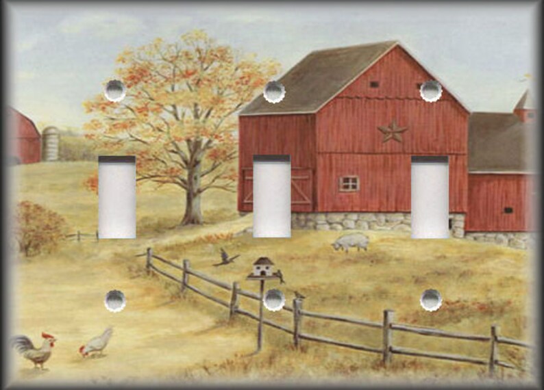 Red Barn Farm Design Country Decor Metal Light Switch - Etsy