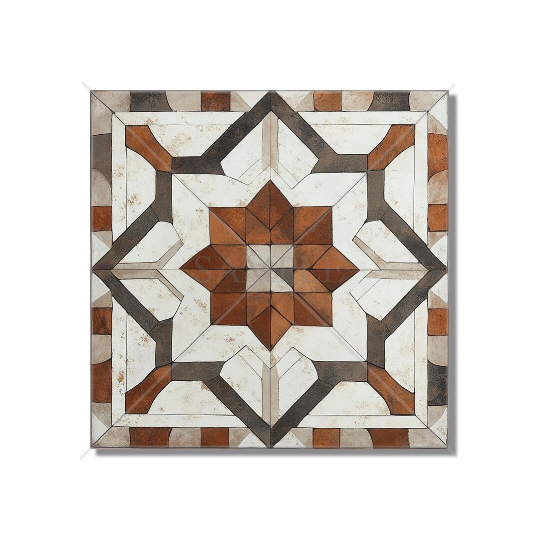 Mid-century Modern Design Ceramic Tile Rust Copper Gray Unique Kitchen ...