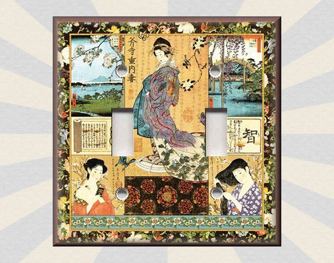 Japanese Geisha Girl Switch Plate Covers - Metal Light Switch Plate ...