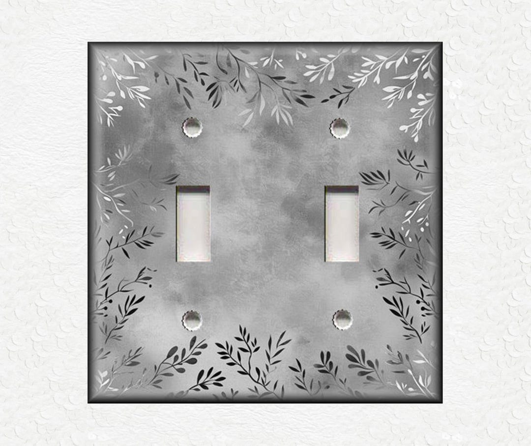 Grey Metal Light Switch Plate Cover and Outlet Covers Watercolor Art ...
