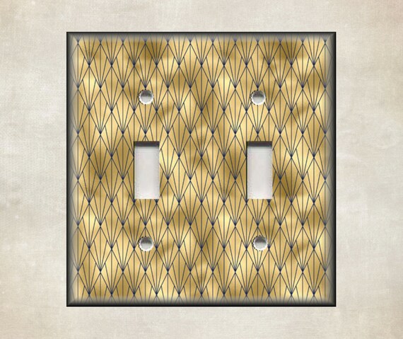 Metal Light Switch Cover Art Deco Decor Navy Blue Gold Art | Etsy