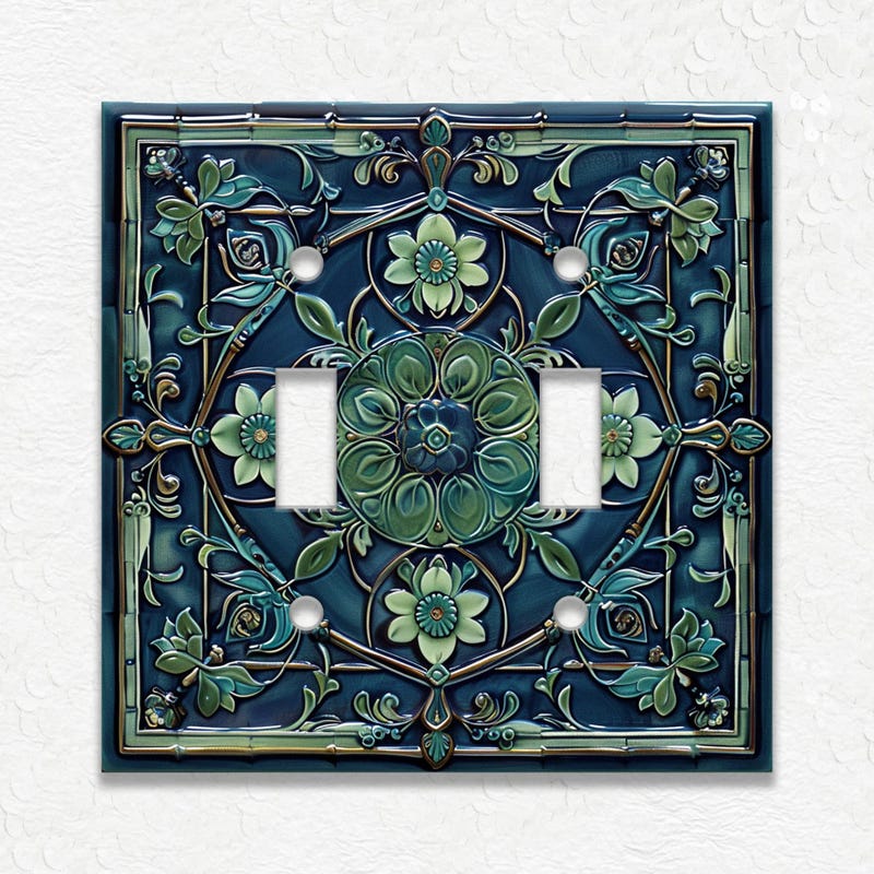 Vintage Green Blue Plates - Etsy