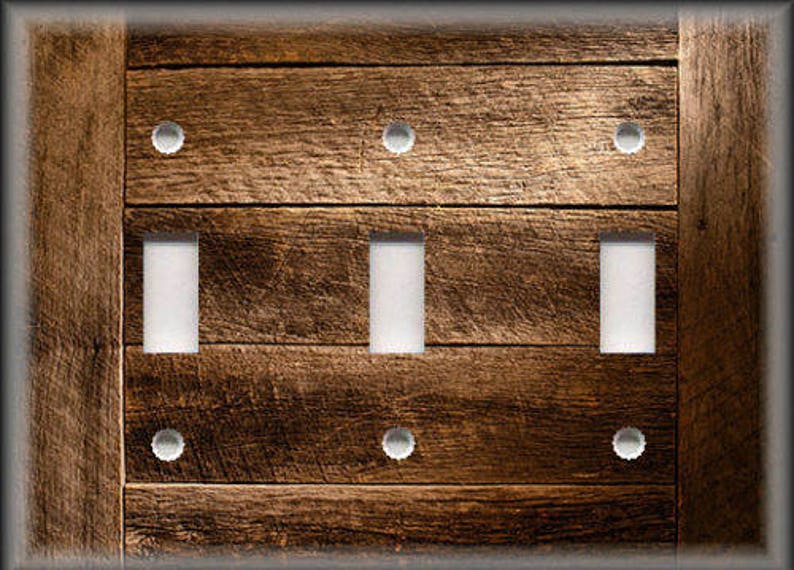 Rustic Barn Wood Planks Design Country Cabin Home Decor Brown - Metal ...