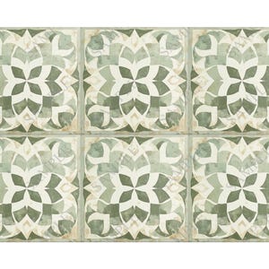 Sage Green Patterned Ceramic Tile - Green Kitchen Backsplash - Unique ...