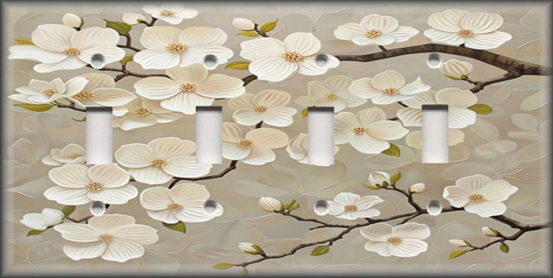 Beige Cream Dogwood Tree Branches - Metal Switch Plate Covers and ...