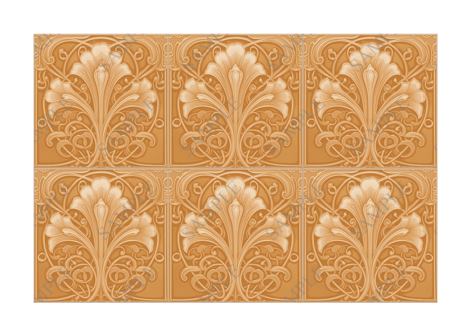 Ceramic Tile Kitchen Backsplash Tile Peach Tile Vintage Art Nouveau ...