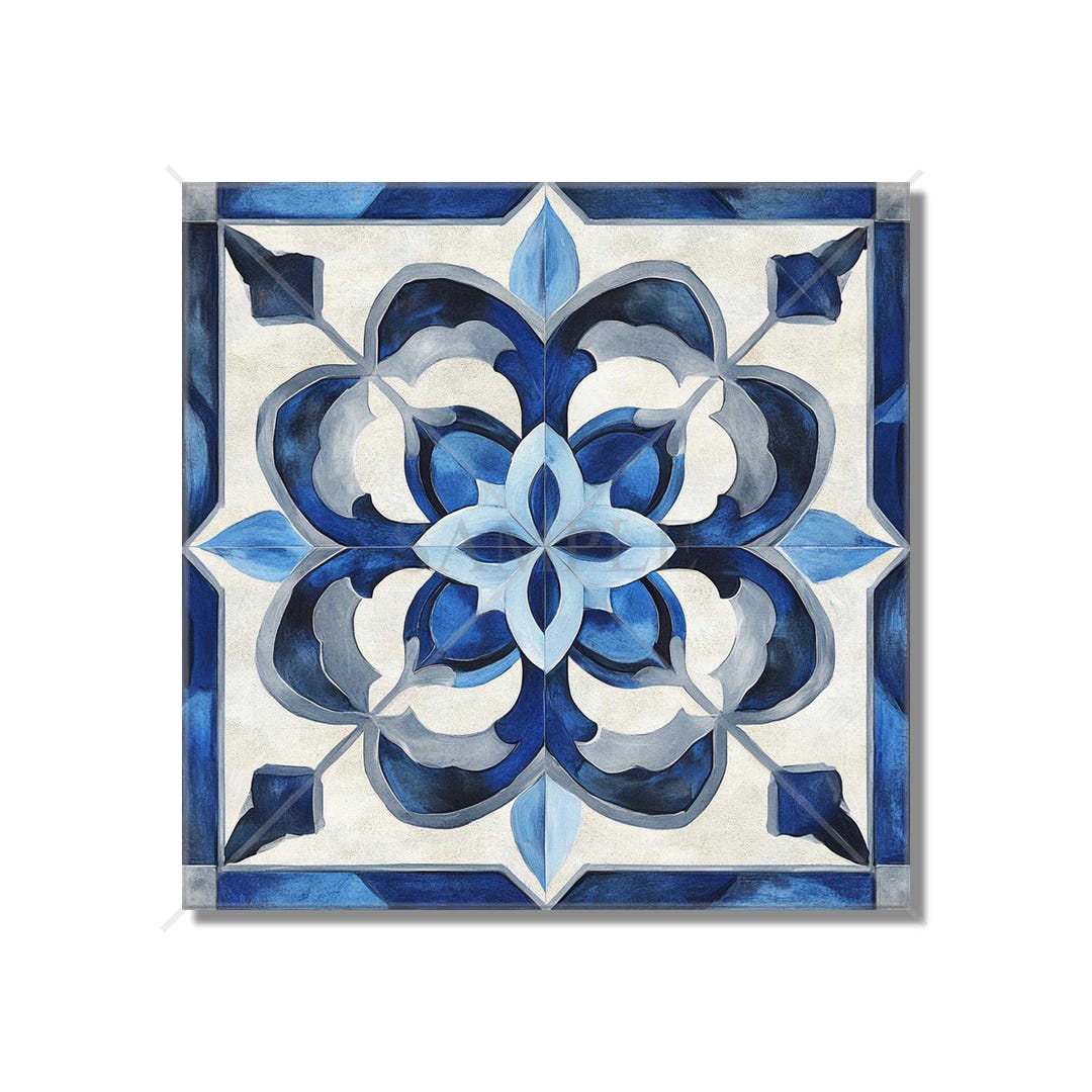 Blue Grey Ceramic Tile Patterned Tile Backsplash Blue Kitchen Tile ...
