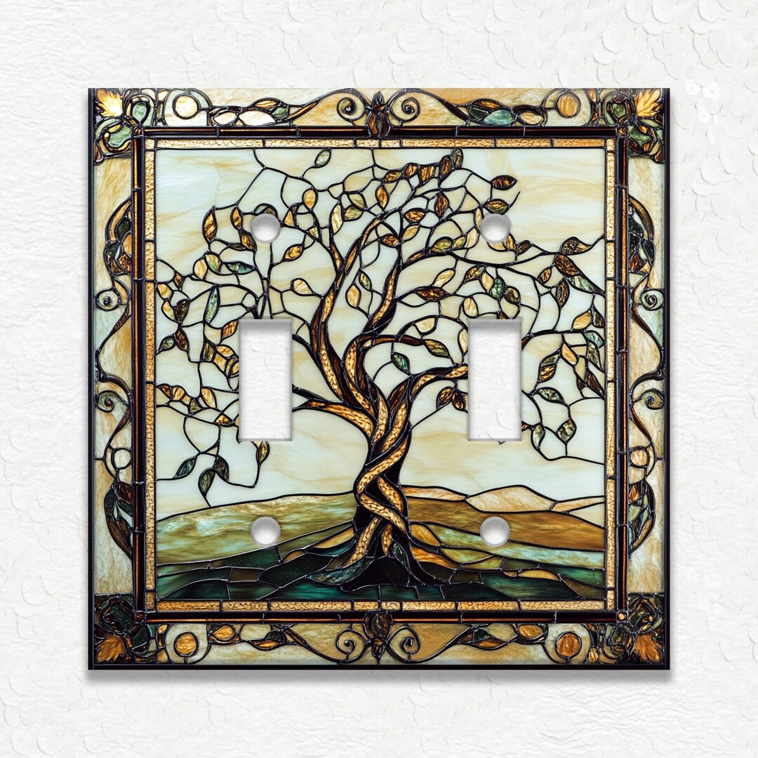 Decorative Light Switch Plate Covers Stained Glass Tree Design ...