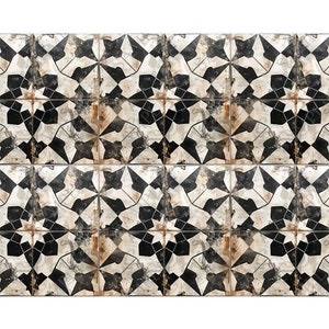 Rustic Black and White Ceramic Tile - Patterned Tile Backsplash ...