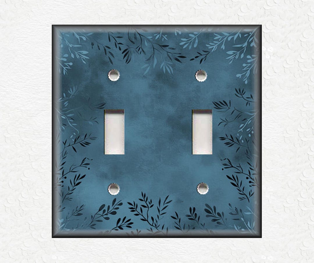 Blue Metal Light Switch Plate Cover and Outlet Covers Watercolor Art ...