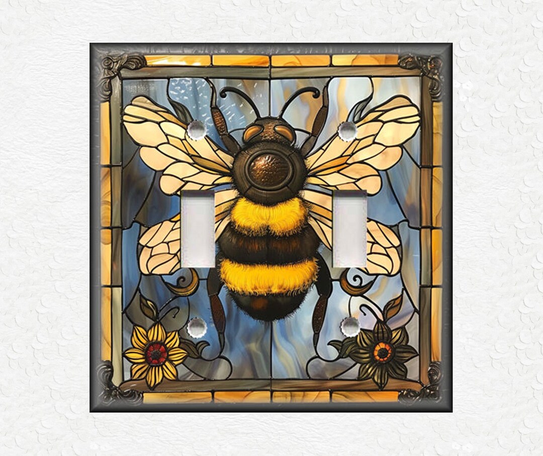 Stained Glass Bee Design Home Decor Metal Light Switch Plate Covers ...