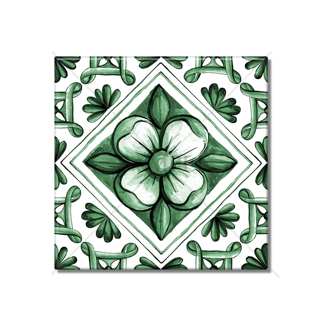 Green Flower Ceramic Tile - Flower Design Ceramic Tile Kitchen ...