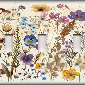Pressed Flowers Wildflowers Design Metal Light Switch Plate Covers ...