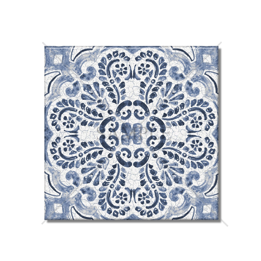 Blue Decorative Medallion Ceramic Tile - Decorative Vintage Design ...