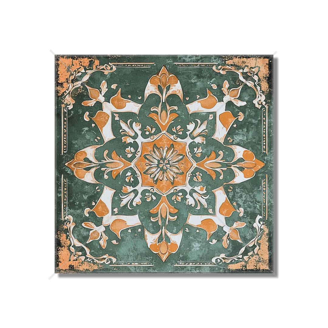 Dark Green Copper Ceramic Tile - Vintage Aged Design Tile - Unique ...