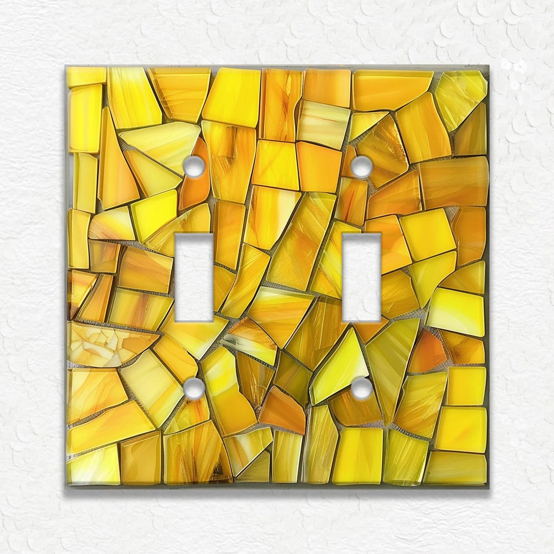 Yellow Stained Glass Mosaic Design - Metal Switch Plate Covers and ...