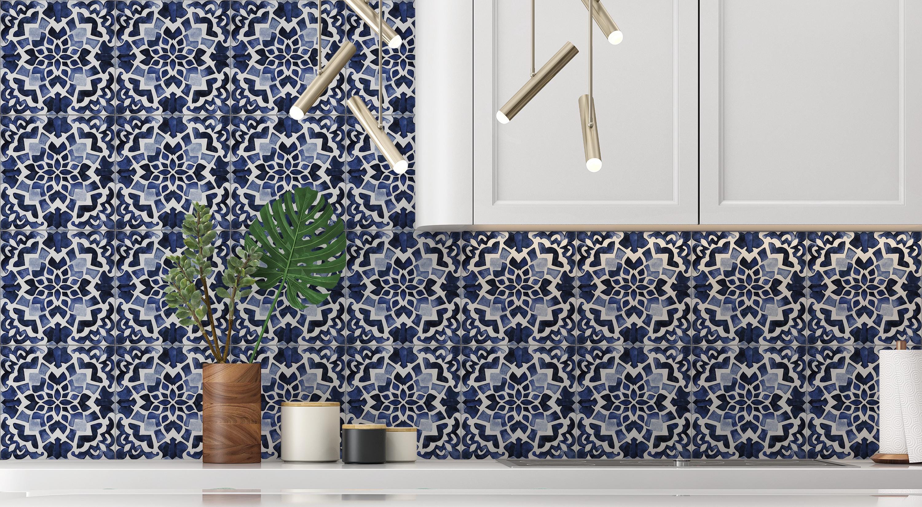 Navy Blue Ceramic Tile - Vintage Moroccan Tile Design - Kitchen ...