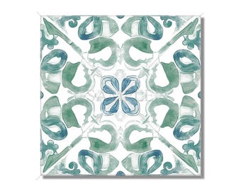 Blue and Green Ceramic Tile - Unique Kitchen Backsplash Tile - Blue ...