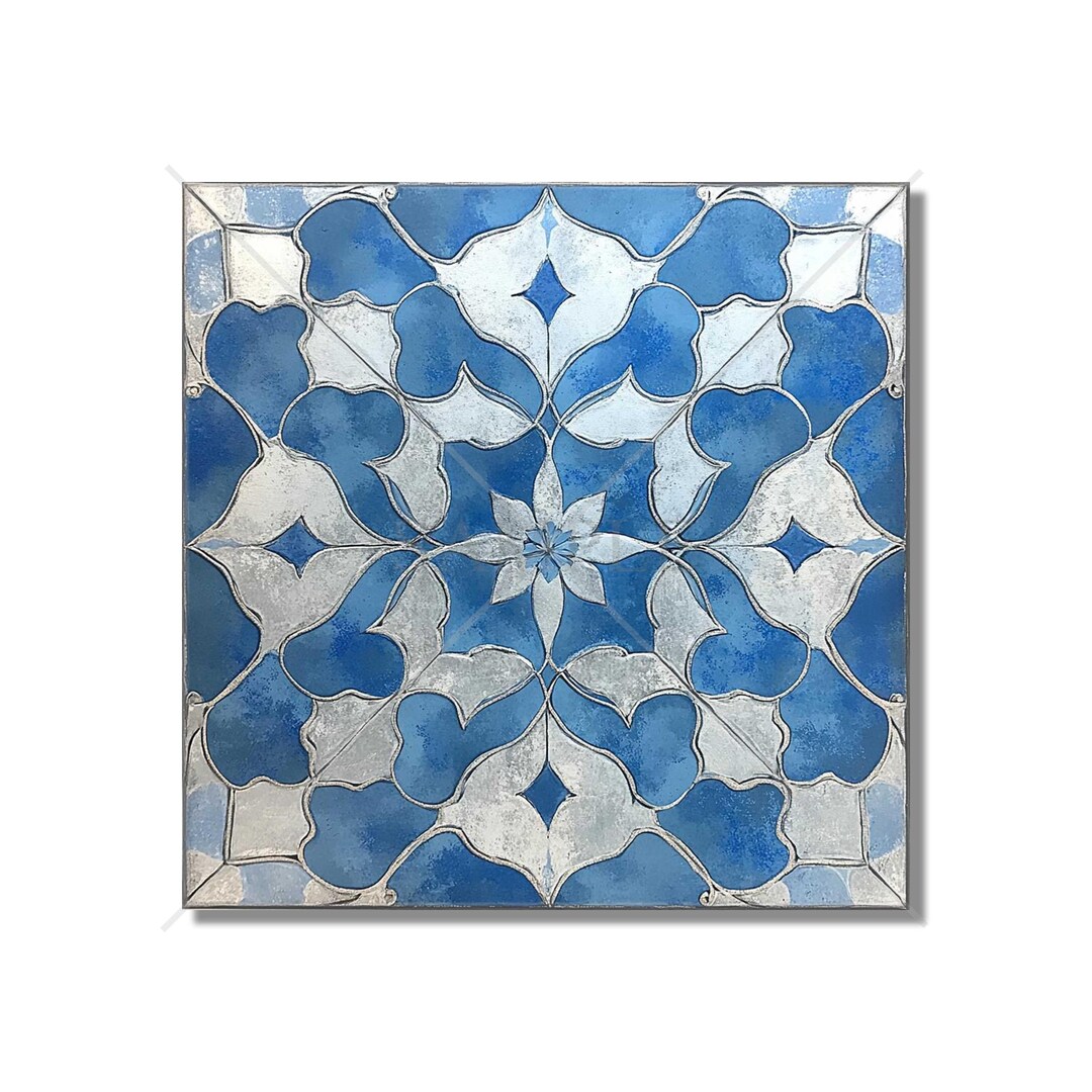 Blue Gray Ceramic Vintage Moroccan Tile Design - Blue Patterned Kitchen ...
