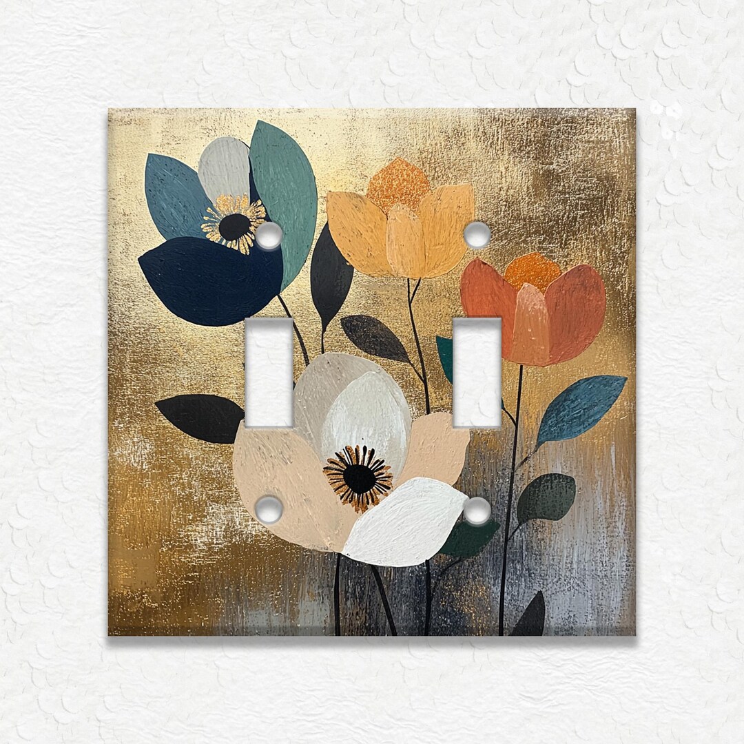 Gold Floral Switch Plate Covers and Outlet Covers - Unique Light Switch ...