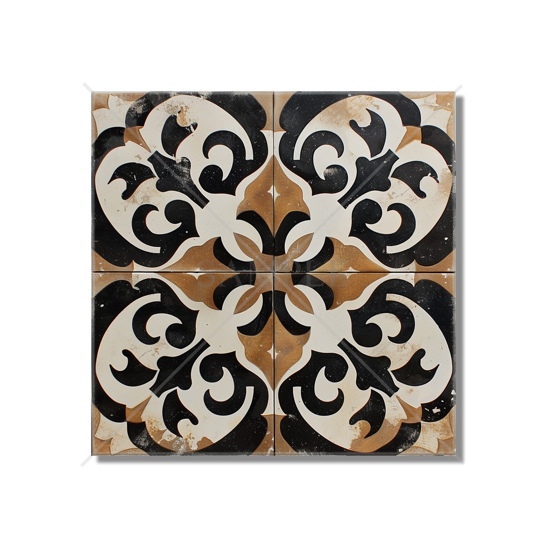 Rustic Black and Tan Ceramic Tile - Patterned Tile Backsplash - Kitchen ...