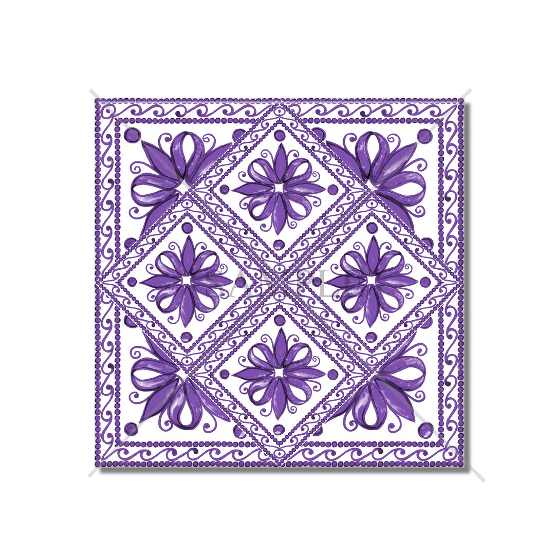Purple Ceramic Tile - Bathroom Tile - Patterned Ceramic Accent Tile ...