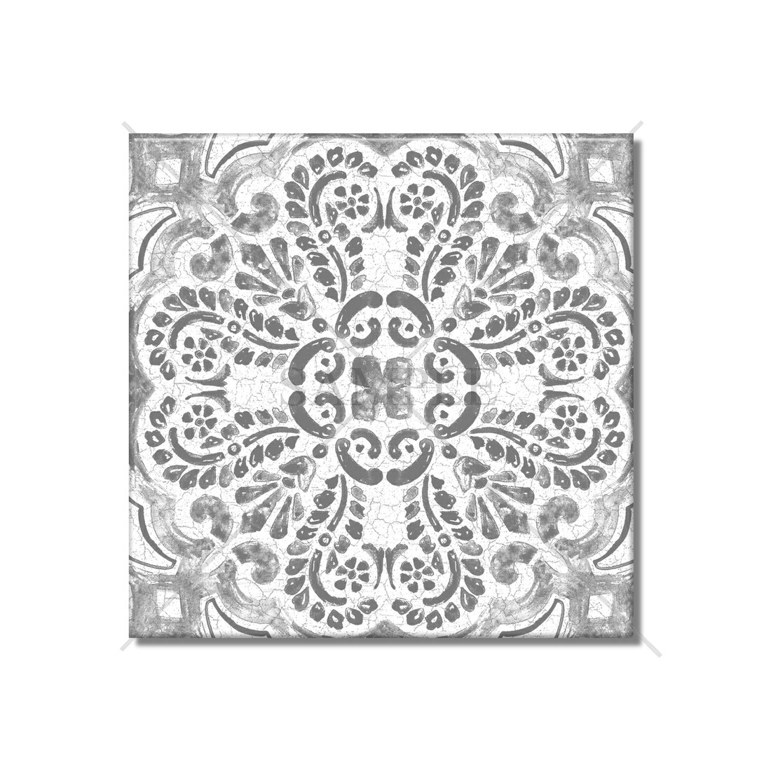 Gray Decorative Medallion Ceramic Tile Vintage Design Ceramic Kitchen ...