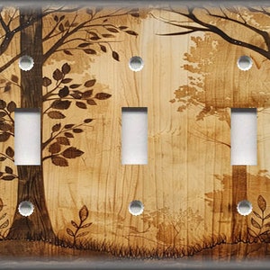 Tree Forest Rustic Wood Design - Metal Switch Plate Covers and Outlet ...