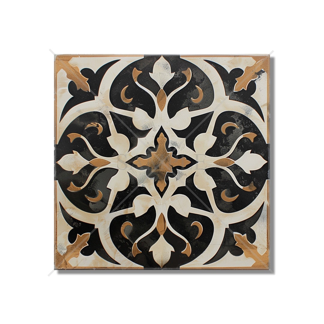 Rustic Black and Tan Ceramic Tile - Patterned Tile Backsplash - Kitchen ...