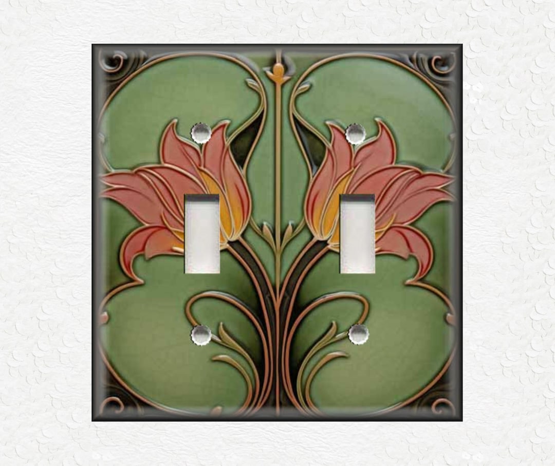 Vintage Art Nouveau Design Metal Light Switch Plate Covers and Outlet ...