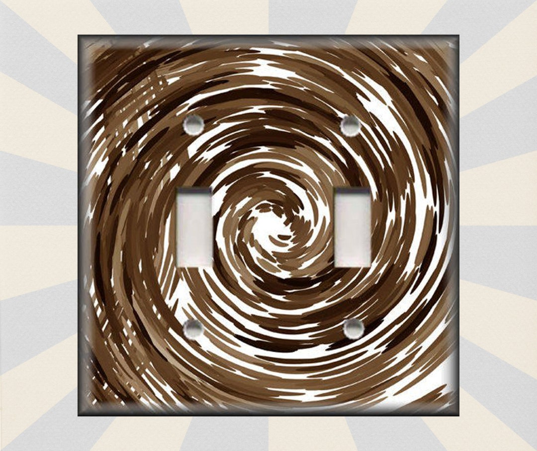 Abstract Art Home Decor Swirl Home Decor Brown White Metal Light Switch ...