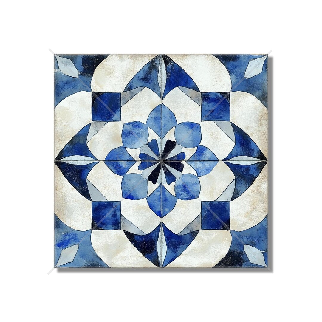 Blue Grey off White Ceramic Tile - Vintage Moroccan Tile Design ...