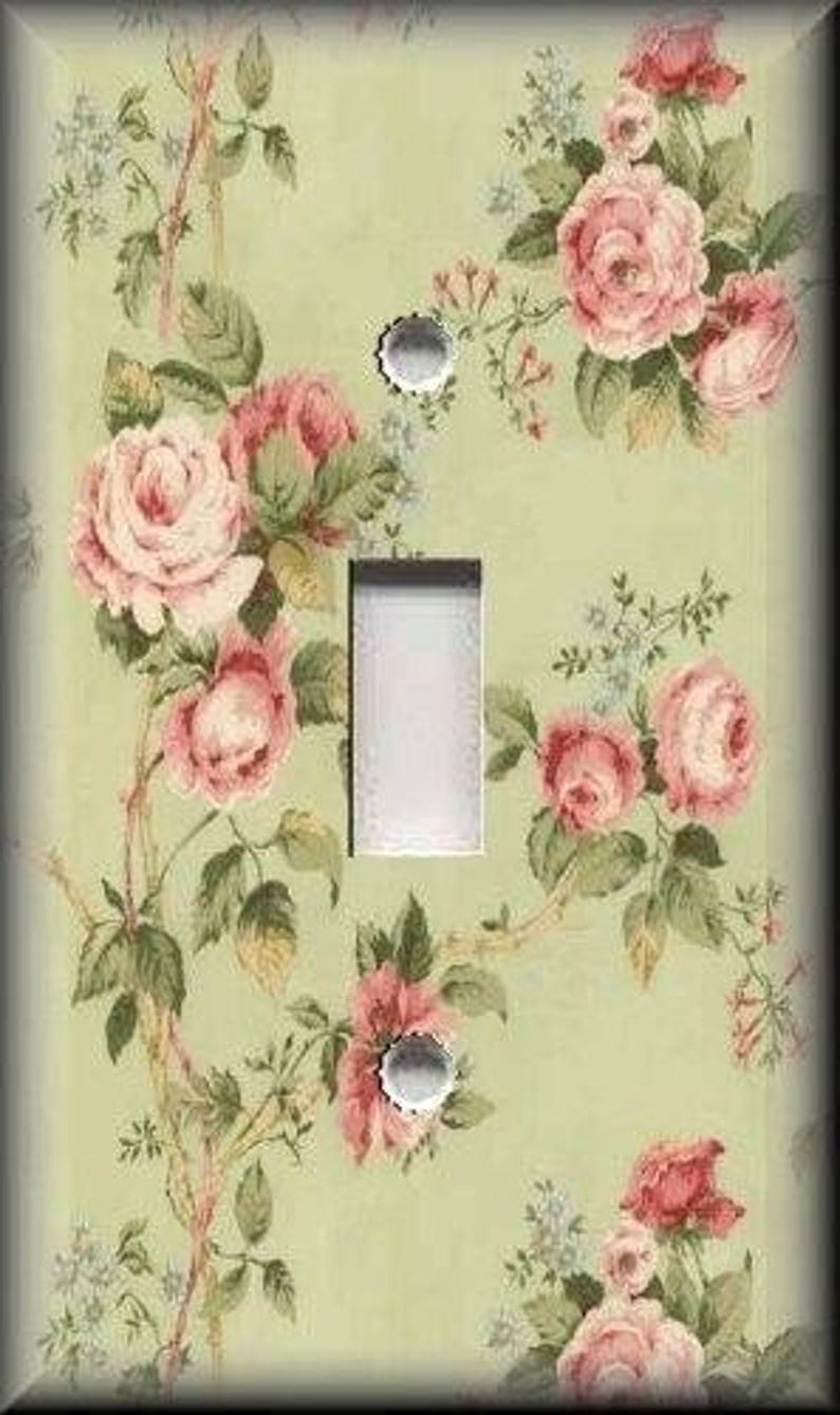 Pink Roses on Green Shabby Chic Decor Rose Decor Metal Light - Etsy