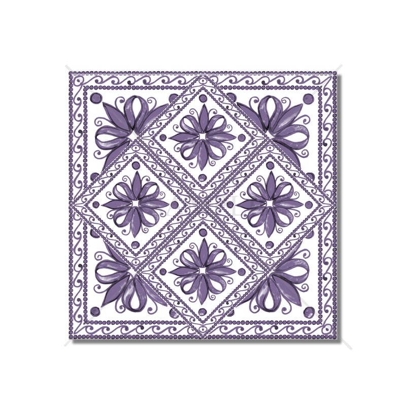 Purple Ceramic Accent Tile Patterned Tile Purple Design - Etsy