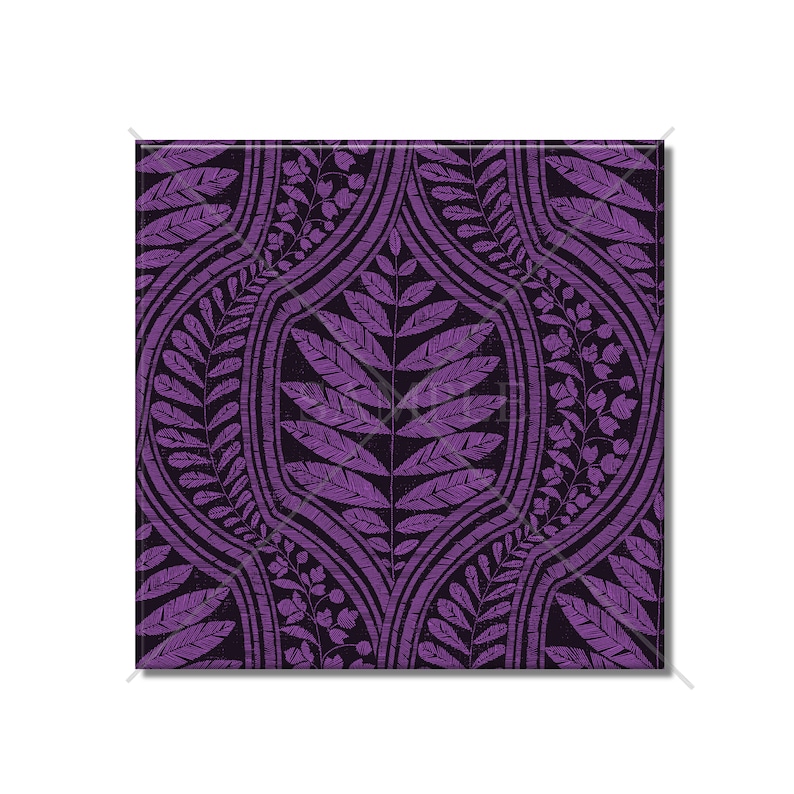 Purple Botanical Leaf Pattern Ceramic Tile - Leaf Design Ceramic ...
