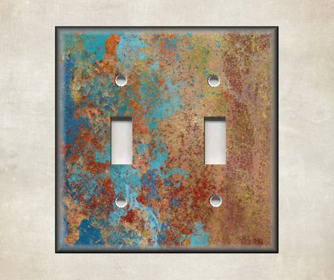 Aged Copper Patina Distressed Decor - Metal Light Switch Cover - Switch ...