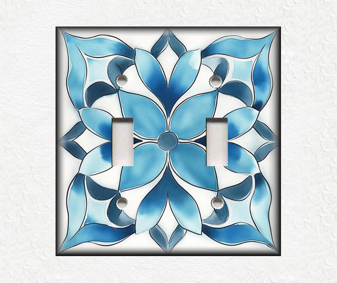 Blue and White Art Design Metal Light Switch Plate Covers and Outlet ...