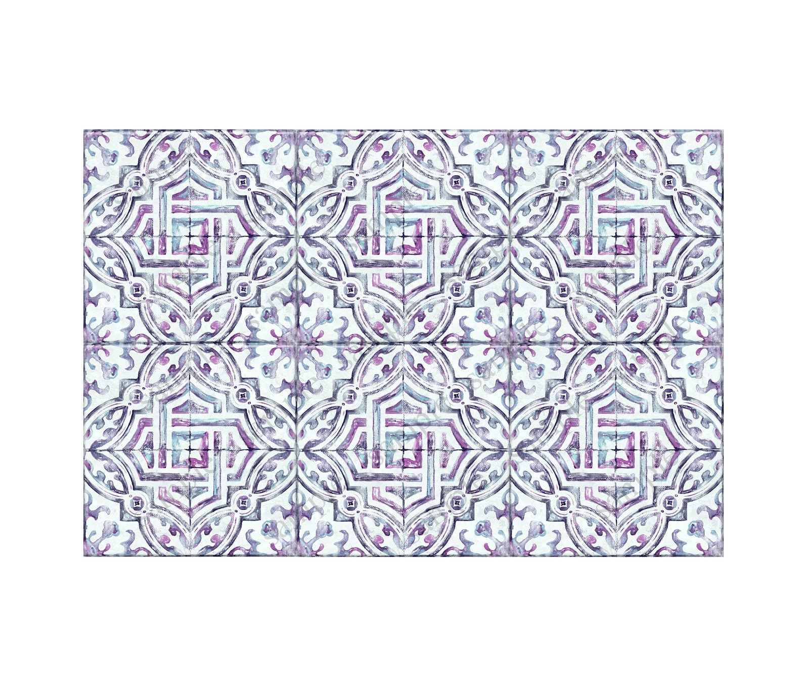 Purple and Turquoise Blue Ceramic Tile - Bathroom Tile - Decorative ...