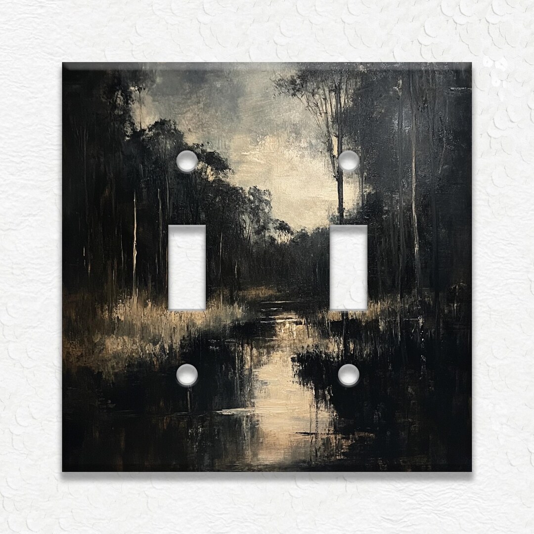 Dark Moody Landscape Metal Switch Plates Outlet Covers Unique Light ...
