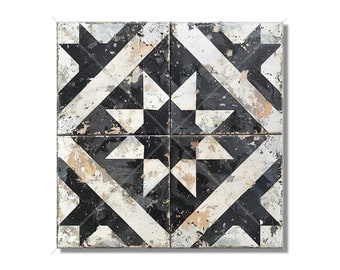 Rustic Black and off White Ceramic Tile - Patterned Ceramic Tile ...