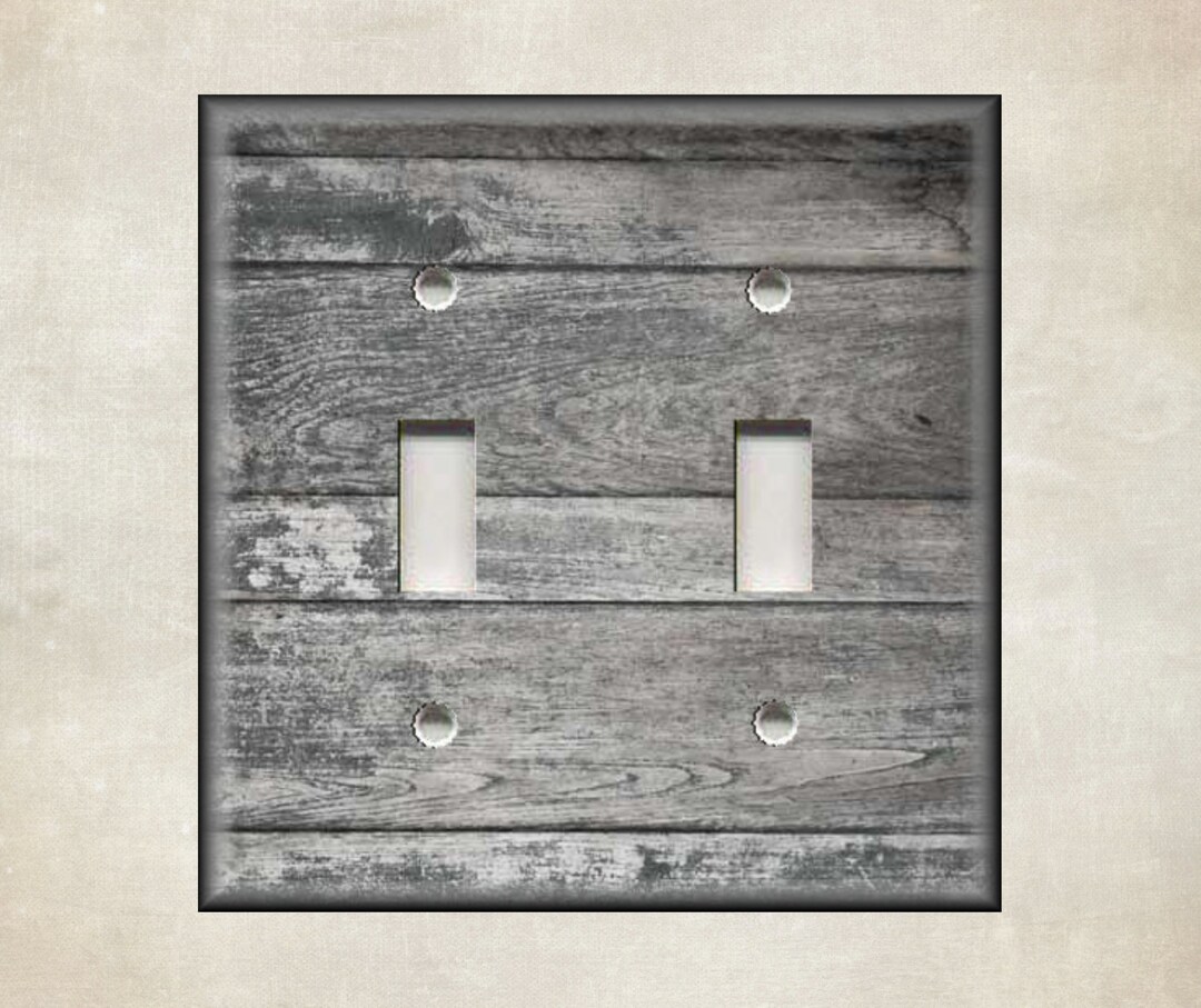 Rustic Wood Design Grey Decor Metal Light Switch Cover Switch Plate ...