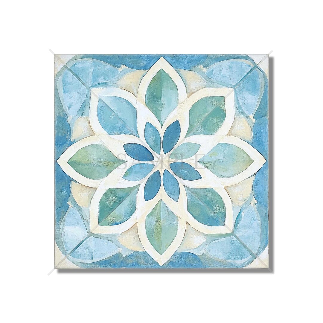 Sky Blue off White Antique Design Ceramic Tile - Kitchen Tile Blue ...