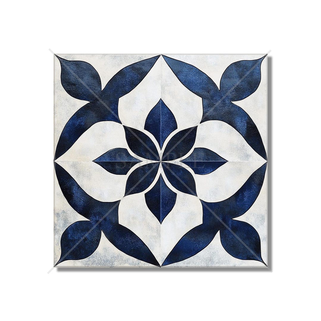 Dark Blue Ceramic Tile - Vintage Moroccan Tile Design - Navy Blue ...