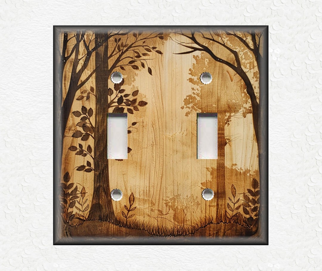 Tree Forest Rustic Wood Design - Metal Switch Plate Covers and Outlet ...