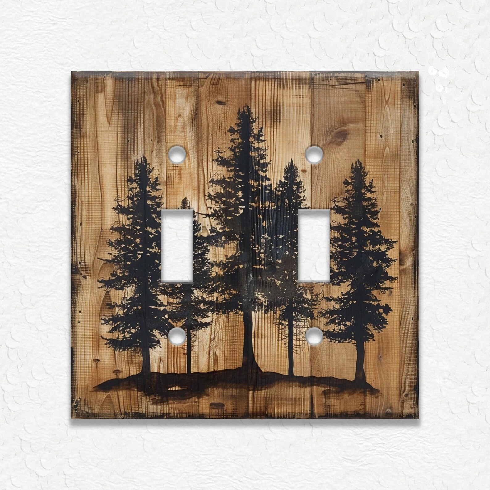 Pine Tree Forest Rustic Wood Design - Metal Switch Plate Covers and ...