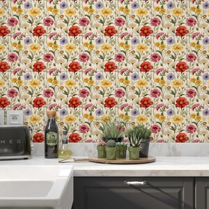 Botanical Floral Ceramic Tile - Kitchen Backsplash Tile - Bathroom Tile ...