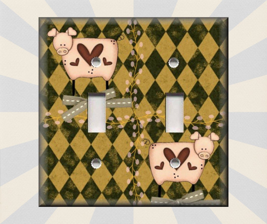 Metal Light Switch Plate Cover Country Farm Pigs Primitive Country ...